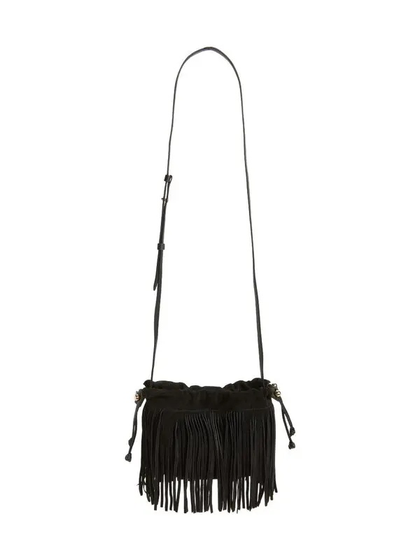 Strathberry X Cinq À Sept Drawstring Fringe Crossbody Bag - Black