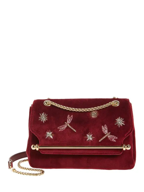 Strathberry X Cinq À Sept Mini East/west Embroidered Shoulder Bag - Bordeaux