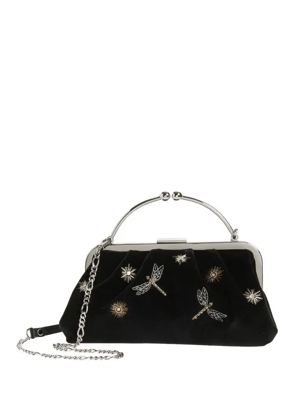 Strathberry X Cinq À Sept Embroidered Velveteen Frame Clutch - Black