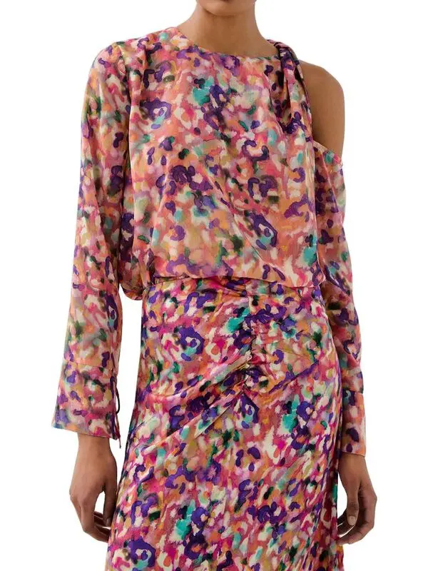 SCALPERS Printed Blouse With Shoulder Detail - Multi-purple