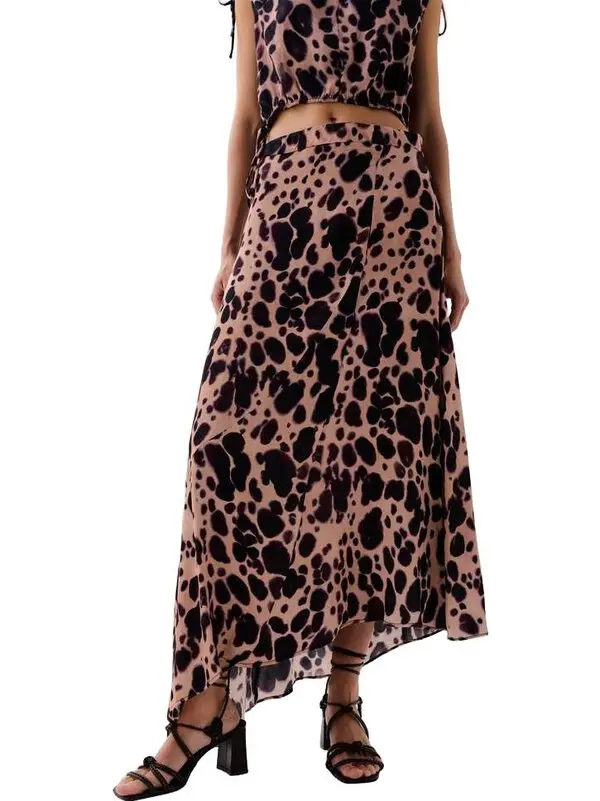SCALPERS Paleleo Print Midi Skirt - Animalprint