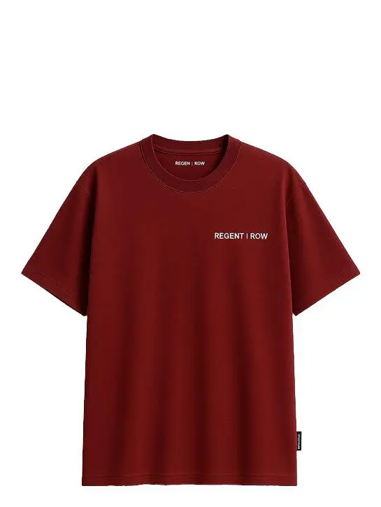 REGENT ROW Men’s Organic Cotton T-shirt Blue | Classic Crew Neck Short Sleeve Tee With Logo - Maroon