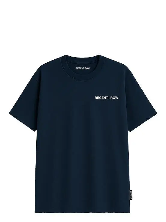 REGENT ROW Men’s Organic Cotton T-shirt Blue | Classic Crew Neck Short Sleeve Tee With Logo - Navy
