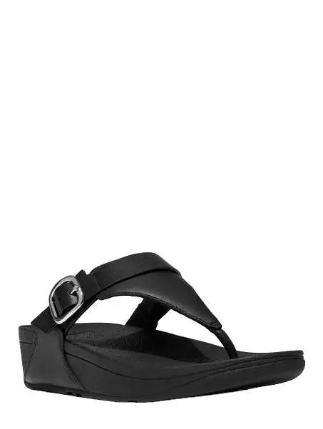 Fitflop Lulu Adjustable Leather Toe-post Sandals - All Black