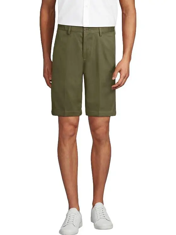 LANDS' END 9" No Iron Chino Shorts With Comfort Waist - River Stone Green