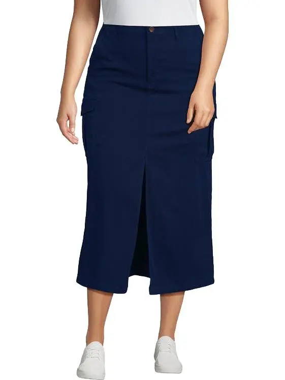 LANDS' END Cargo Maxi Skirt - Deep Sea Navy