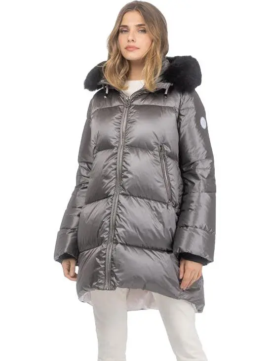 Gorski Après-ski Puffer Jacket With Detachable Shearling Hood - Greige/black