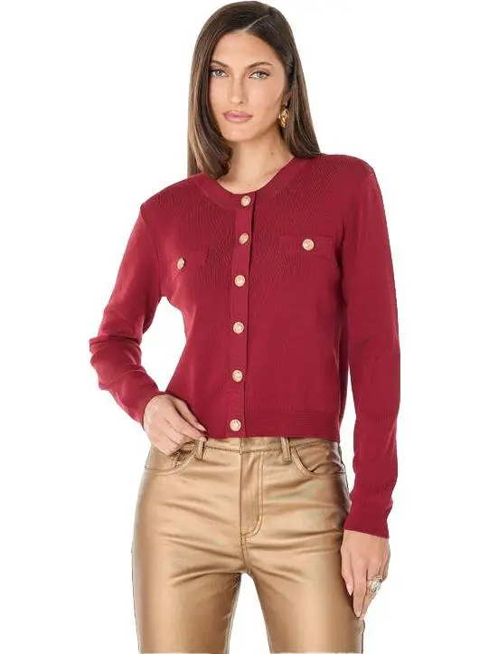 THE NOLI SHOP Loretta Knit Cardigan Top - Merlot