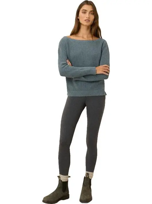 PACT Luxe Knit Boatneck Sweater - River Rock Heather
