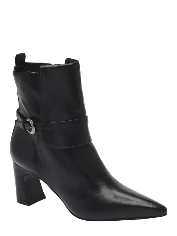 KOKO + PALENKI Viggo Buckle Strap Bootie - Black Leather