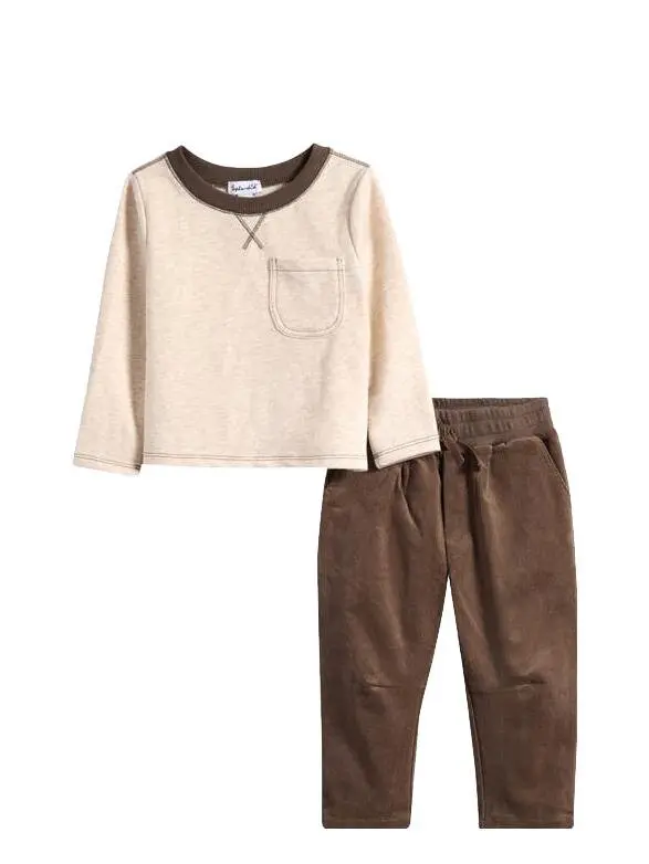 Splendid Long Sleeve Pocket T-shirt & Pants Set - Oat Heather