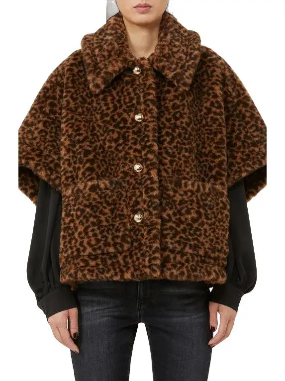 Max Mara Leopard Print Teddy Bear Cape - Dark Beige