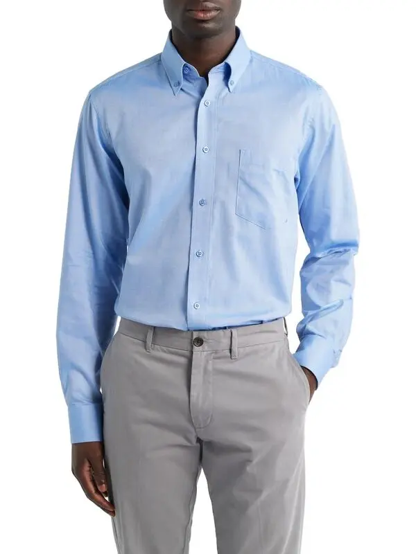 ROFFE ACCESSORIES Eagle Regular Fit Cotton Button-down Oxford Shirt - Blue
