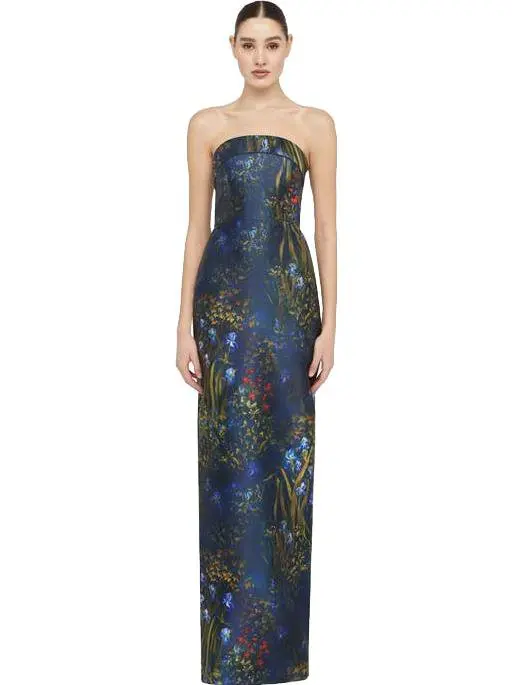 Theia Lynette Strapless Column Gown - Herbarium