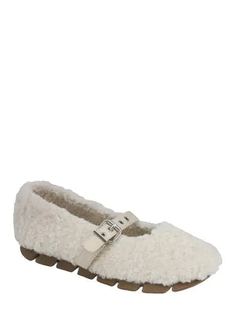 Mia Kayti Faux Shearling Mary Jane Flat - Cream