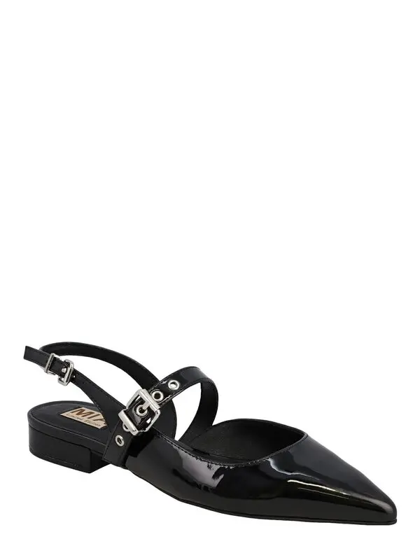 Mia Pointed Toe Slingback Flats - Black