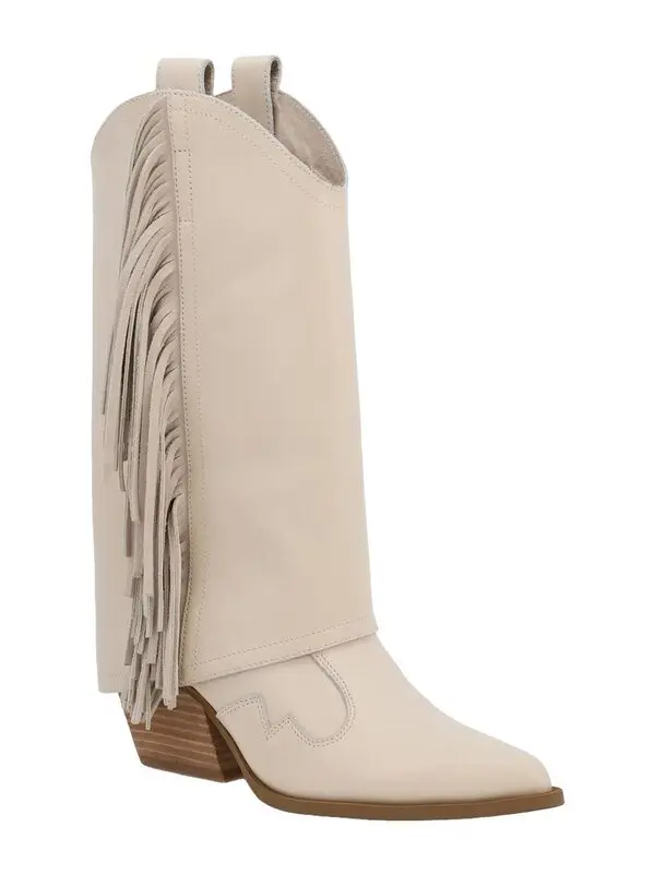 Mia Deston Pointed Toe Western Boots - Bone Nappa