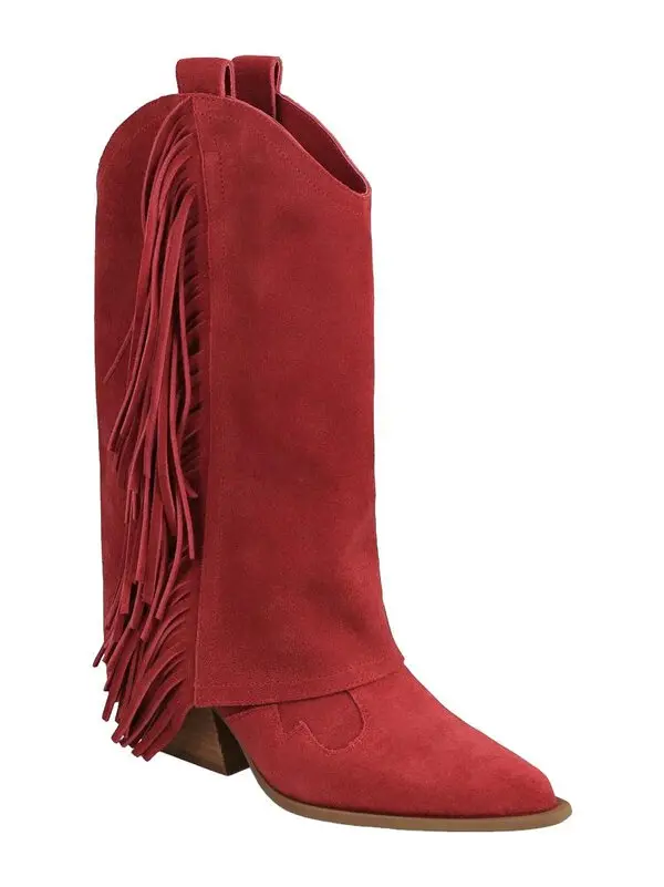 Mia Deston Pointed Toe Western Boots - Red