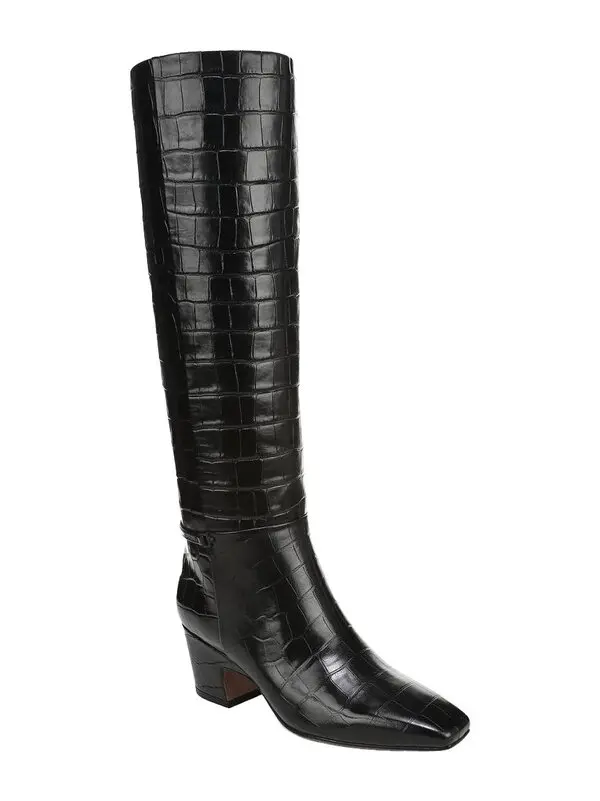 Franco Sarto Sorelina Knee High Boots - Black Croc