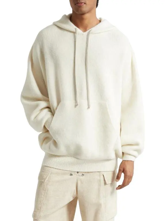 Rick Owens Alpaca Blend Sweater Hoodie - Milk