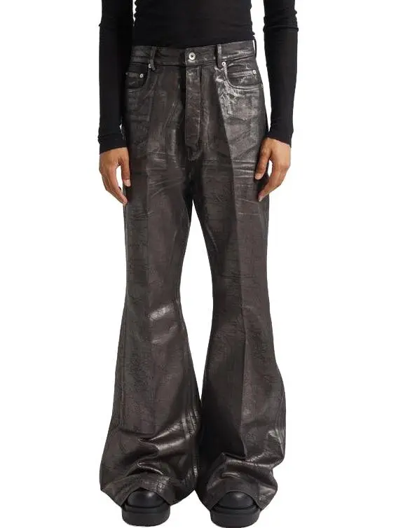 Rick Owens Bolans Coated Flare Leg Jeans - Bronze