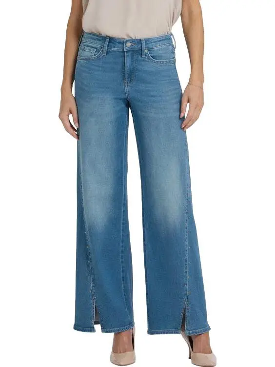NYDJ Teresa Rhinestone Wide Leg Jeans - Avenue Blue