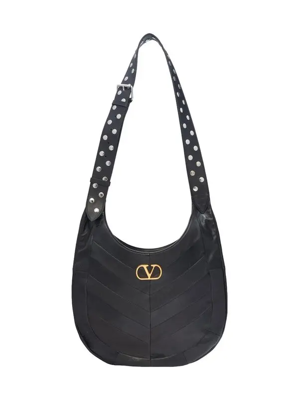 Valentino Garavani Patchwork Leather Hobo Bag - Nero