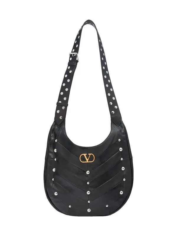 Valentino Garavani Small Patchwork Leather Hobo Bag - Nero