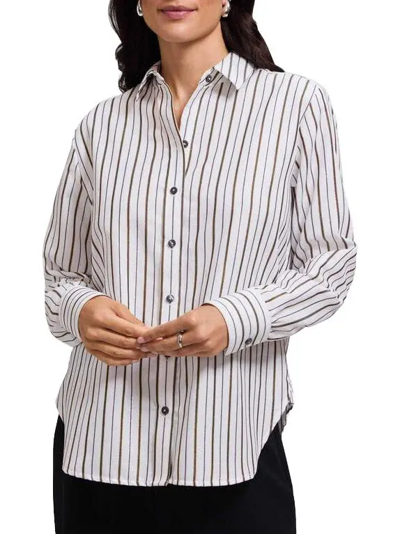 Foxcroft Metallic Stripe Shirt - White/multi