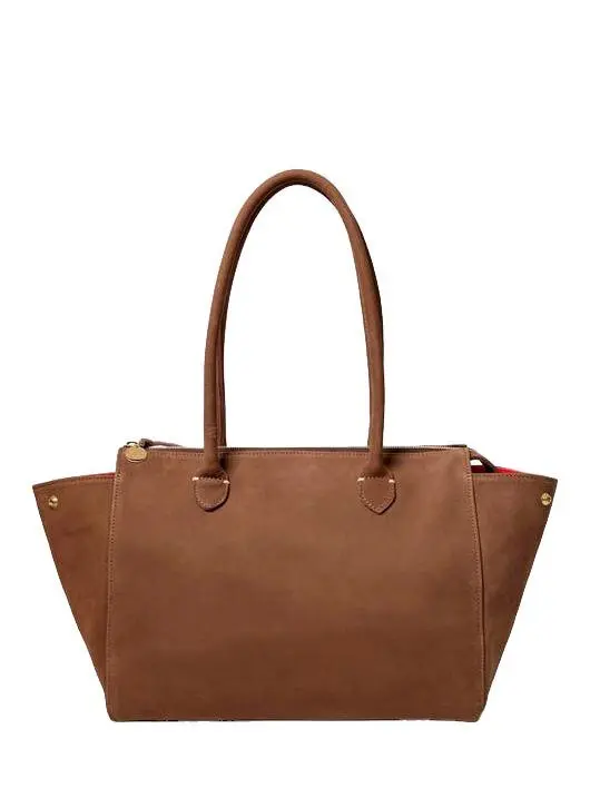 Clare V. Beatrice Nubuck Leather Tote - Choco Bar