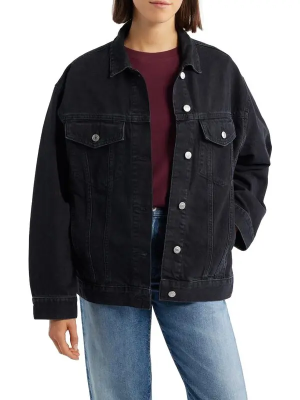 MAVI Luna Denim Trucker Jacket - Dark Smoke