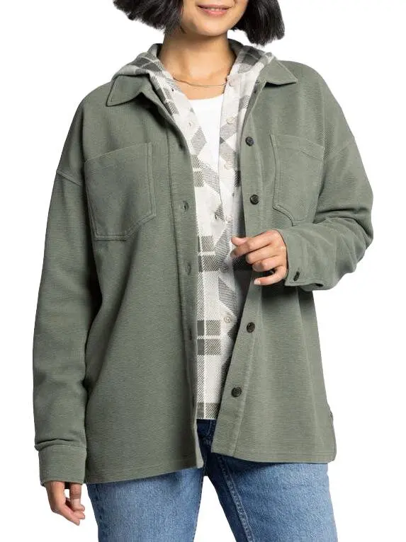 THREAD & SUPPLY Cotton-blend Oversized Shirt Jacket - Dusty Olive