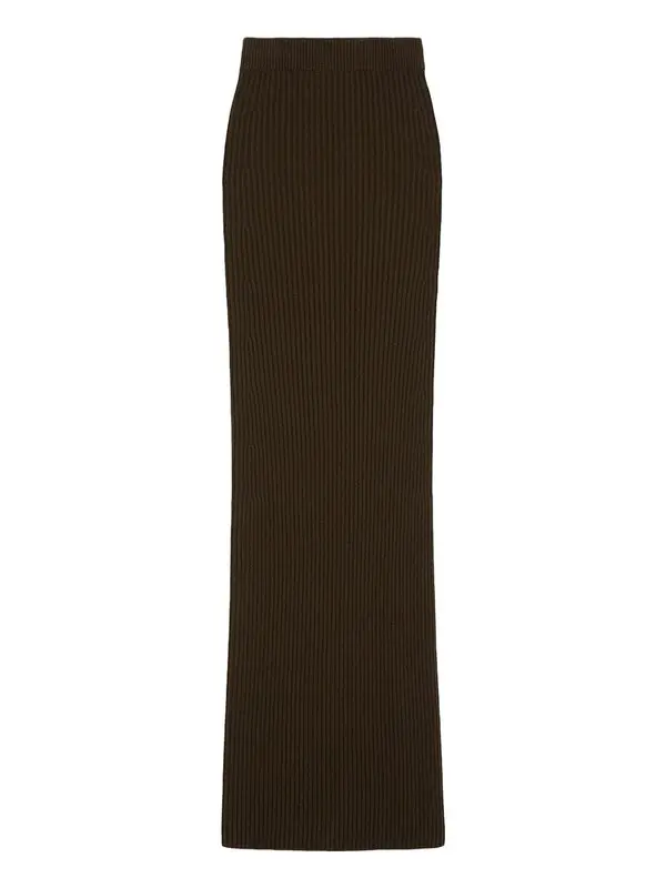 Max Mara Ribbed Maxi Pencil Skirt - Moss Green