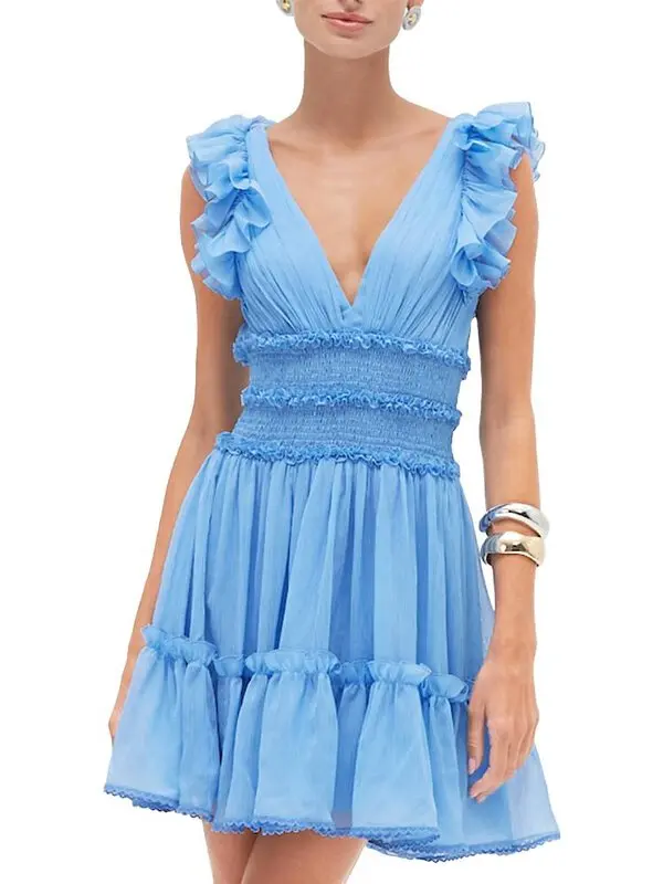 PatBO Chiffon Wonderland Mini Dress - Blue
