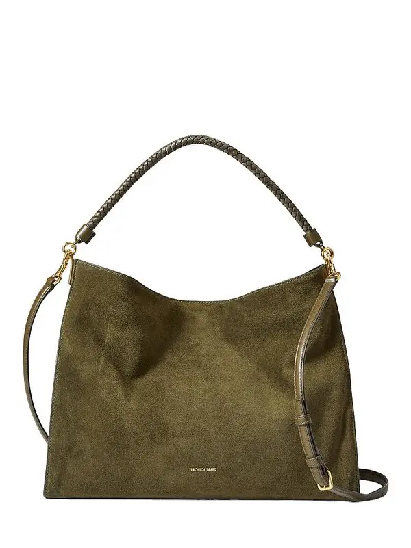 Veronica Beard Vida Medium Suede Shoulder Bag - Cypress