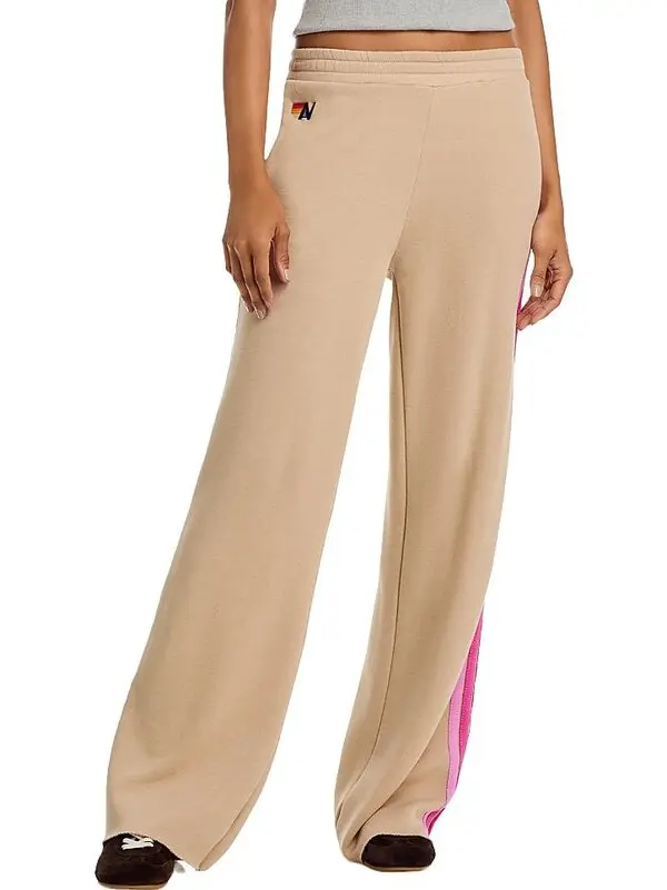 Aviator Nation Side Stripe Wide Leg Pants - Sand Pink