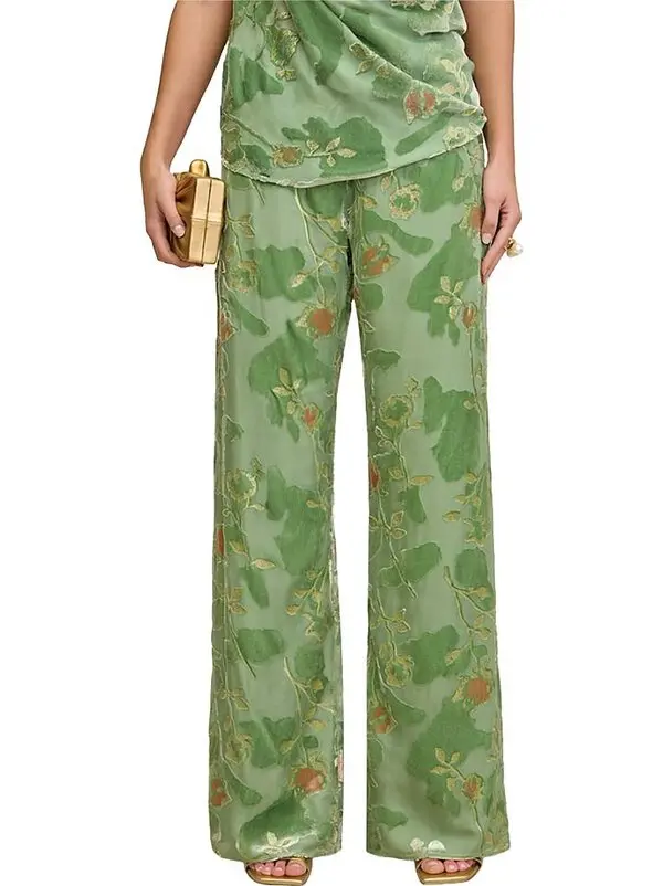 Cult Gaia Stacie Silk Embroidered Pants - Moldavite