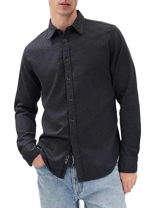 Rag & Bone Tomlin Stretch Dobby Button Down Shirt - Dark Shadow