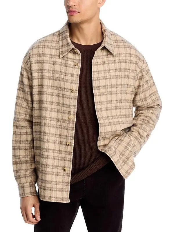 FRAME Woolen Plaid Overshirt - Beige Multi