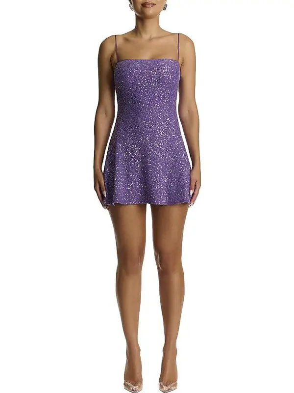Naked Wardrobe Crystal Mini Dress - Violet