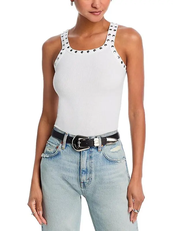 RE/DONE Studded Ribbed Tank - Optic White