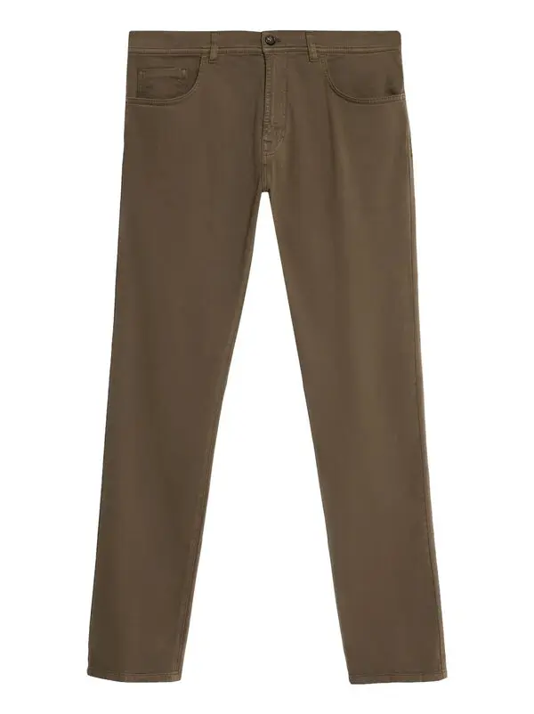 Cesare Attolini Cotton And Cashmere Slim Fit Pants - Green