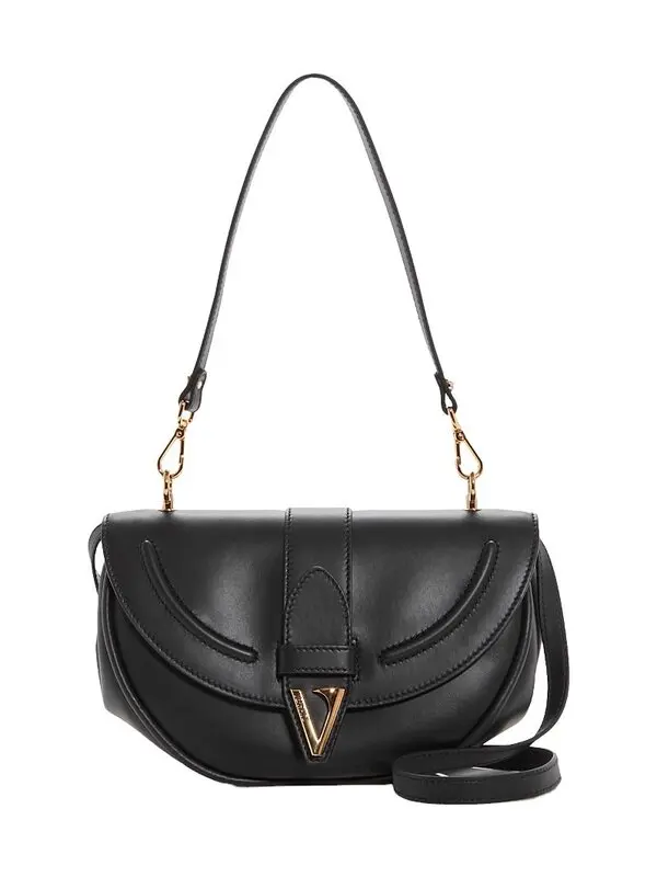 Versace Virtus Medium Leather Shoulder Bag - Black