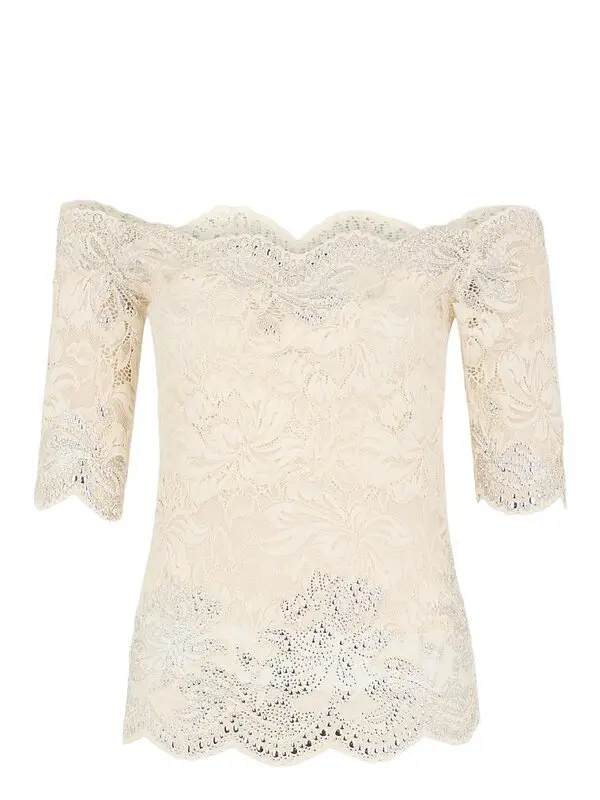 Rabanne Studded Lace Top - Ivory