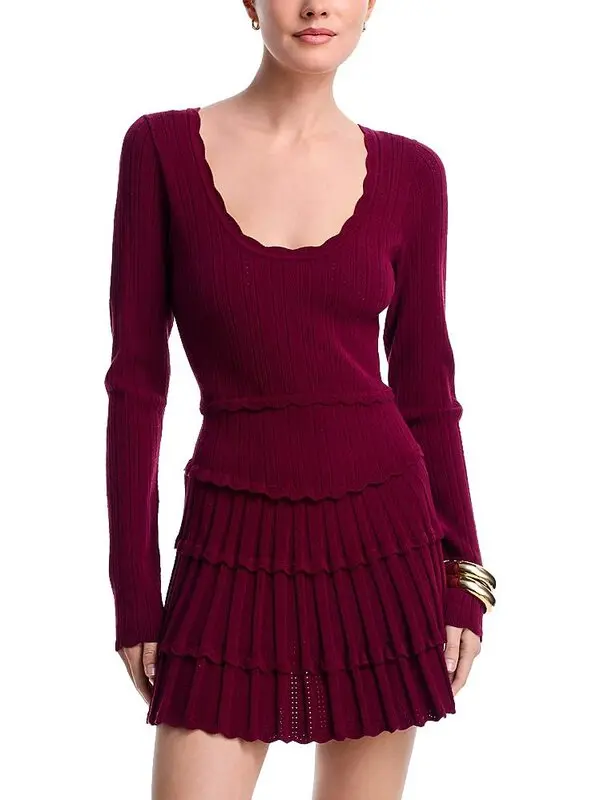 LoveShackFancy Pointelle Knit Mini Dress - Spiced Berry
