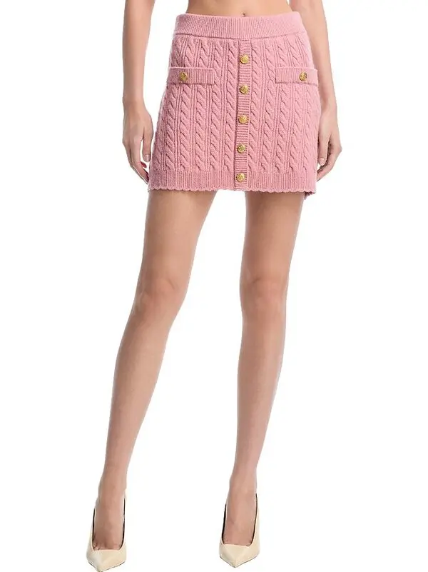 LoveShackFancy Berritt Cashmere & Wool Skirt - Pink Quartz