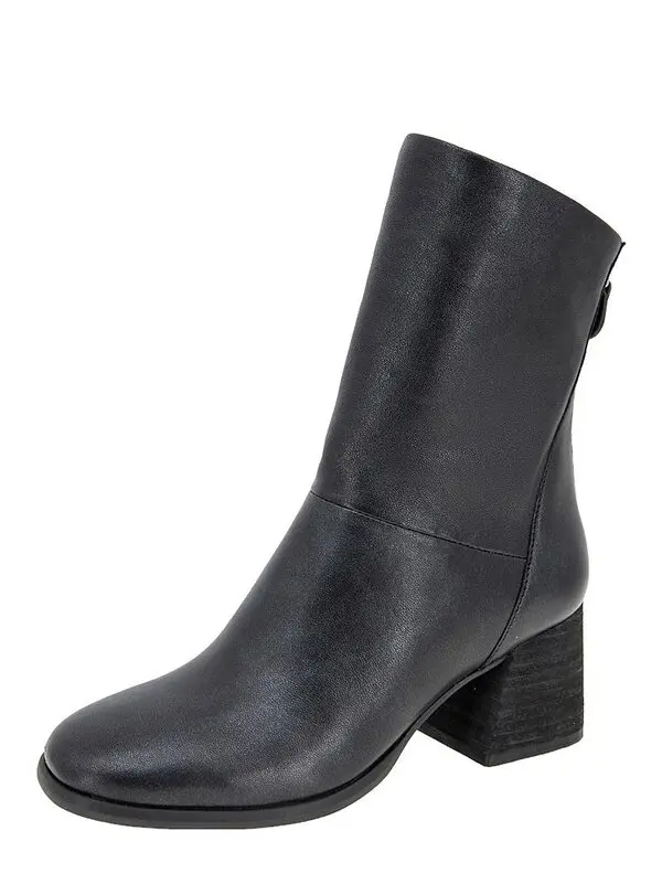 KENNETH COLE Saranac Leather Booties - Black Leather