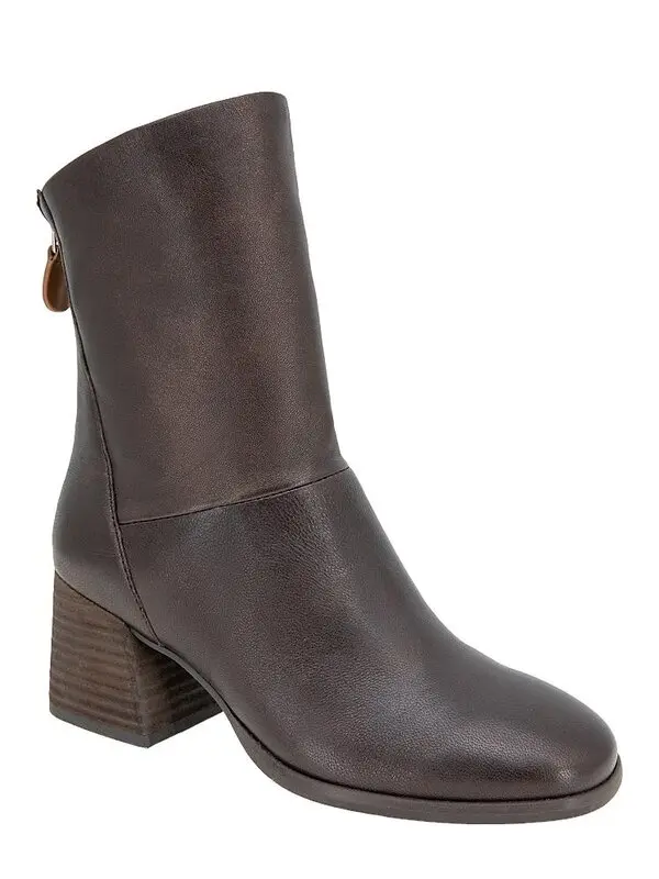 KENNETH COLE Saranac Leather Booties - Chocolate