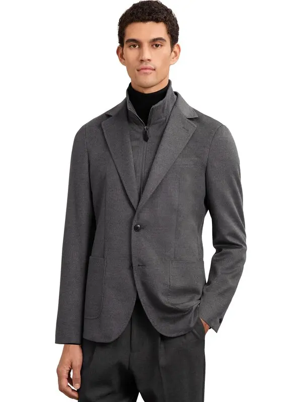 REISS Patch Single-breasted Blazer With Gilet Insert Tailored-fit - Charcoal