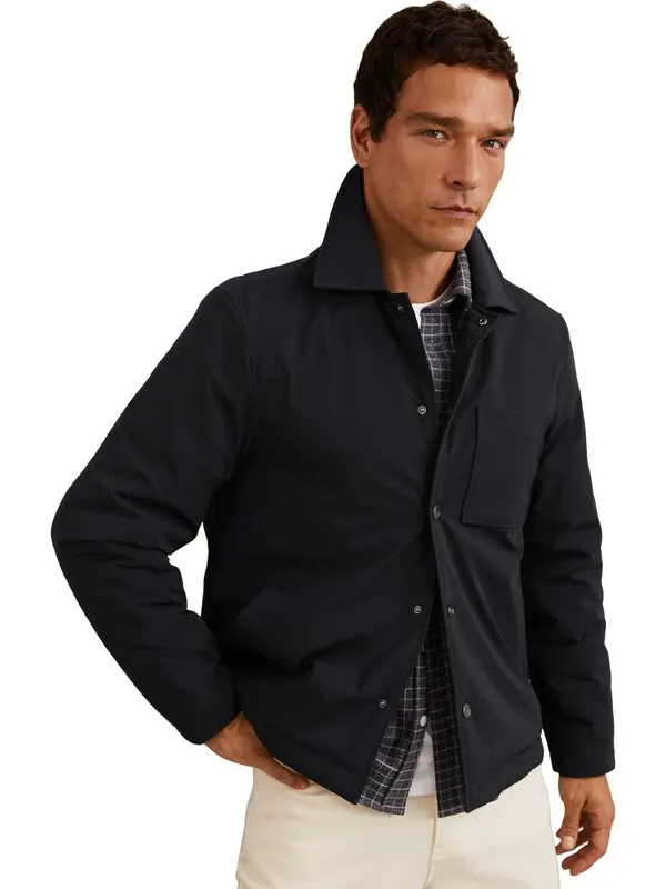 REISS Parker Lightly-padded Patch-pocket Overshirt - Navy